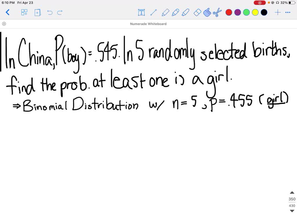 SOLVED:In China, the probability of a baby being a boy is 0.545. Many ...