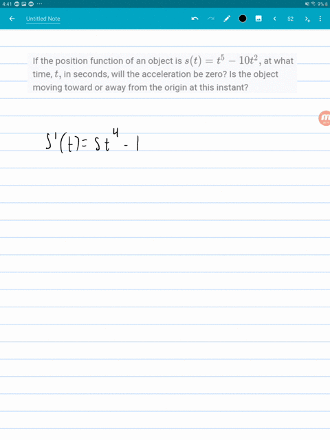 Solved If The Position Function Of An Object Is S T T 5 10 T 2 At