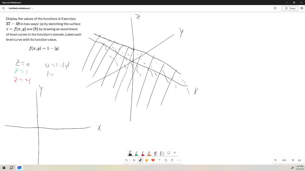 Display the values of the functions in Exercises 37-48 in two ways: (a) by sketching the surface ...