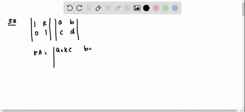 SOLVED: In Exercises 33-36, verify that det E A=(det E)(det A), where E is the elementary matrix ...