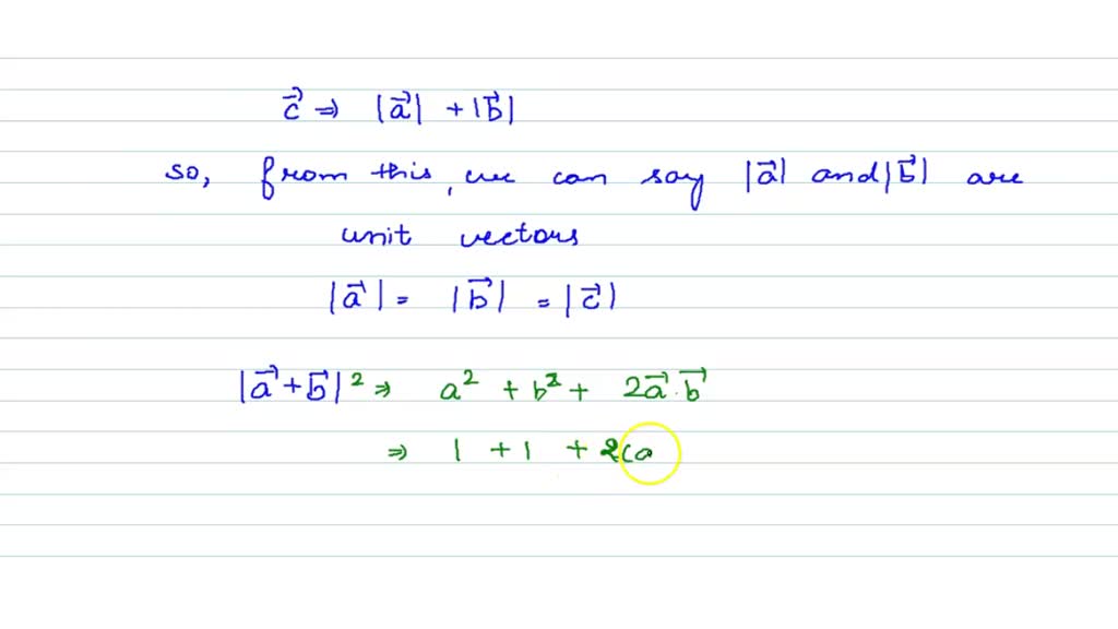 If The Sum Of Two Unit Vectors Is A Unit Vector Then The Magnitude Of