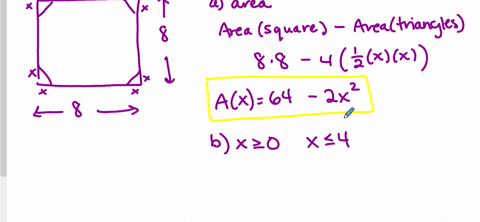 SOLVED: GEOMETRY Corners of equal size are cut from a square with sides ...