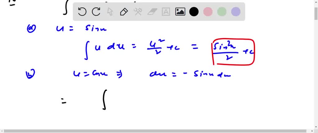 ⏩SOLVED:Consider the integral ∫sinx cosx d x (a) Solve this integral ...