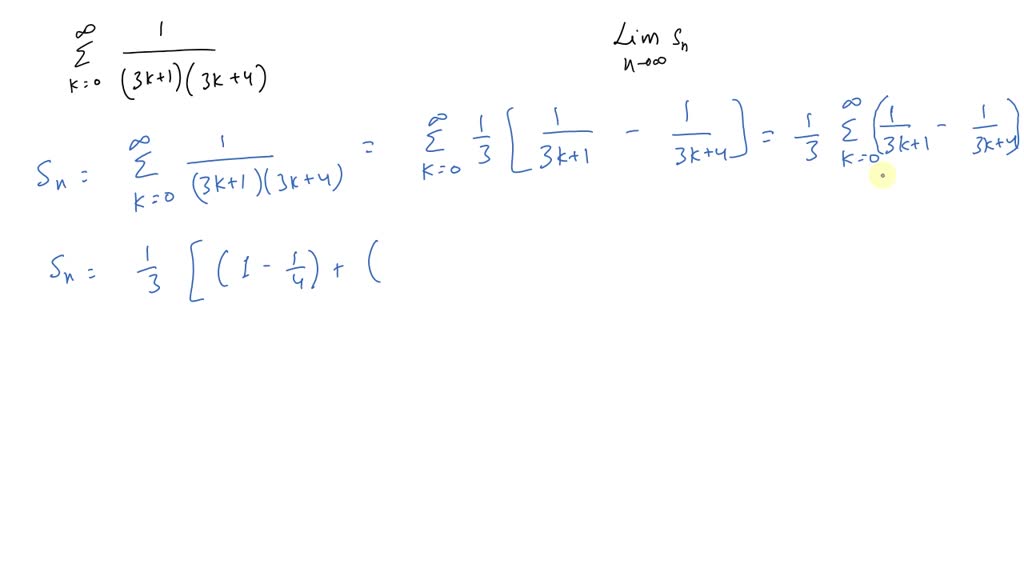 SOLVED:Telescoping series For the following telescoping series, find a ...