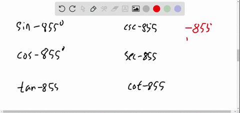 SOLVED:Find exact values of the six trigonometric functions for each angle. Rationalize ...