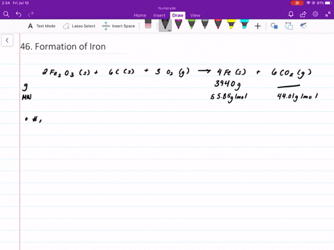 SOLVED: Iron ore is converted to iron by heating it with coal (carbon ...