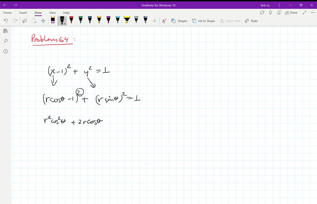 SOLVED Write The Given Equation In Polar Coordinates X 2 y 2 1