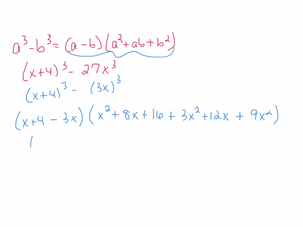 SOLVED:Sums and differences of cubes can be factored using the ...