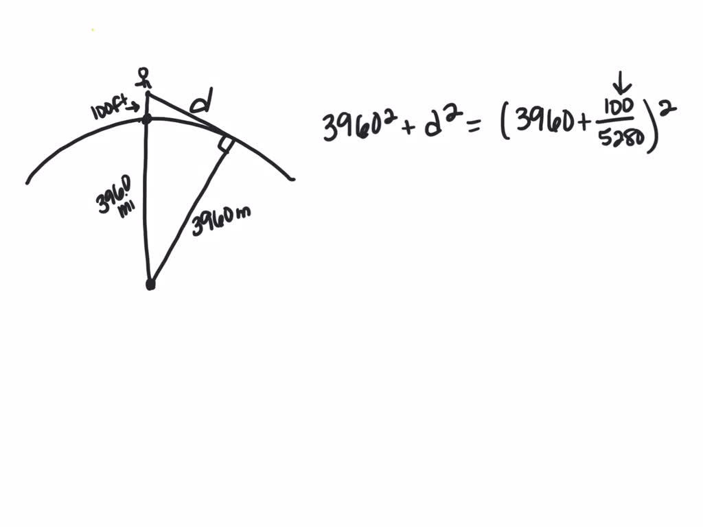 SOLVED:Use the facts that the radius of Earth is 3960 miles and 1 mile ...
