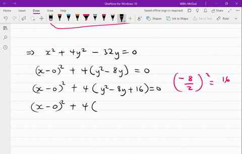 SOLVED:Determine the center (or vertex if the curve is a parabola) of ...