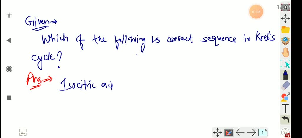 SOLVED: Which of the following is the correct sequence in Kreb's cycle ...