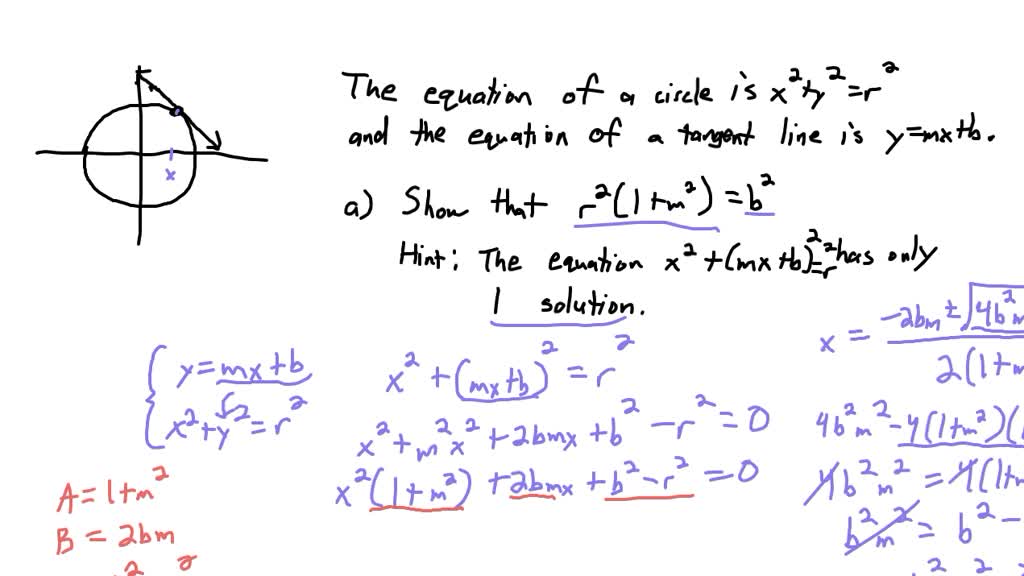 Let r be a positive real number. The equation for a circle of radius r ...