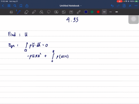 Water flows steadily through a pipe of length L and radius R=75 mm ...