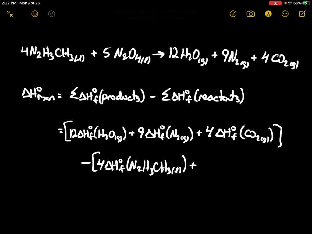 The space shuttle Orbiter utilizes the oxidation of methylhydrazine by ...