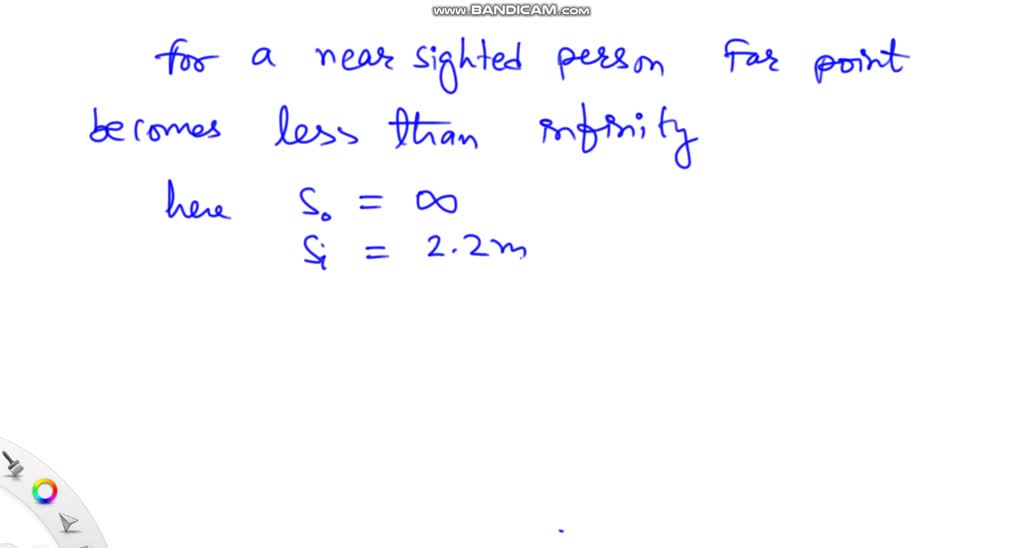 SOLVED:A nearsighted person cannot see anything beyond 2.2 m very ...