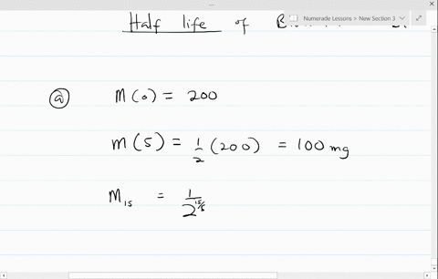 SOLVED:The half-life of bismuth- 210 .^210 Bi, is 5 days. (a) If a ...