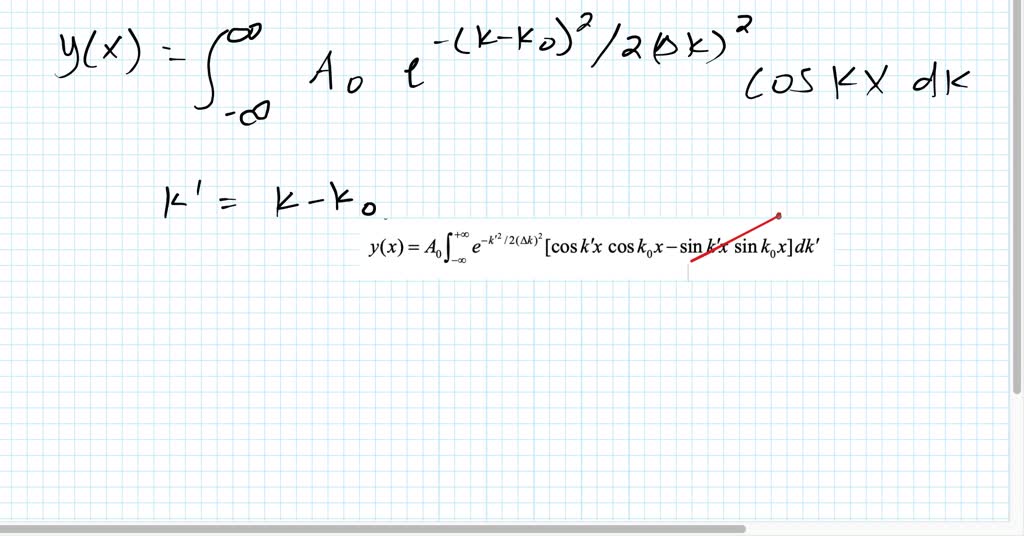 ⏩SOLVED:Use the distribution of wave numbers A(k)= A0 e^-(k-k0)^2 ...
