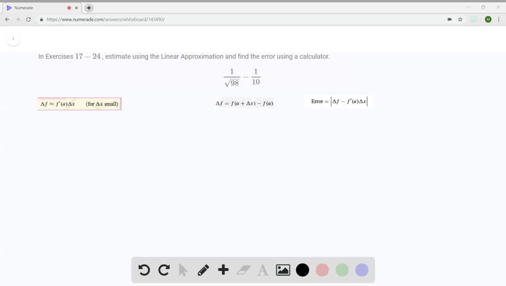 Solvedestimate Using The Linear Approximation And Find The Error Using