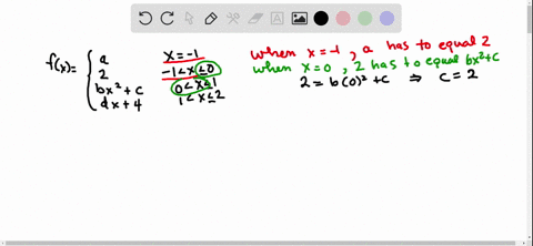 SOLVED:Determine the values a, b, and c such that the function f ...