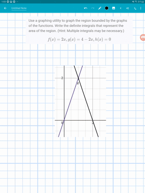 Solved Use A Graphing Utility To Graph The Region Bounded By The Graphs Of The Functions Write