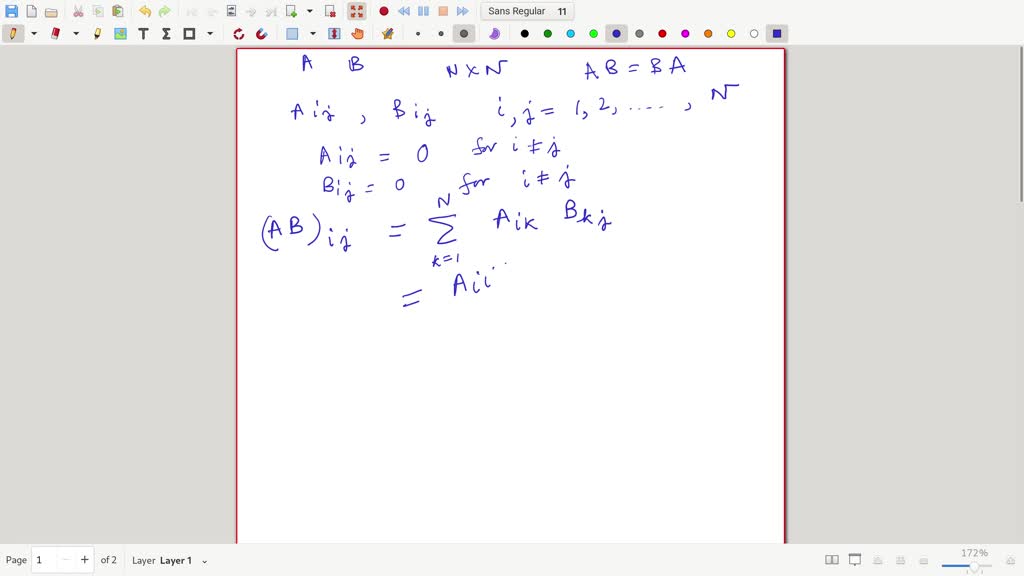 SOLVED:Guided Proof Prove that if A and B are diagonal matrices (of the same size), then A B=B A ...