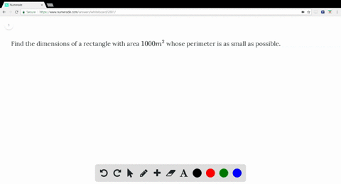 SOLVED:Find the dimensions of a rectangle with area 1000 m^2 whose perimeter is as small as ...