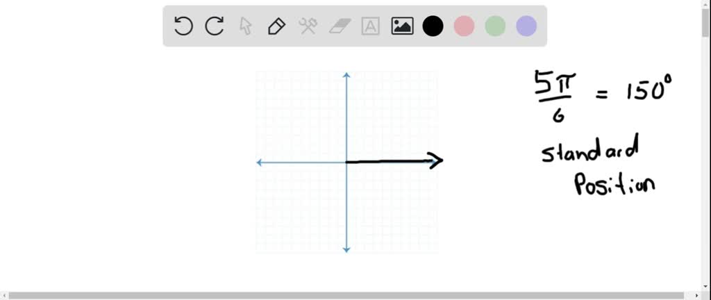 SOLVED:Draw the angle (5 π)/(6) in standard position.