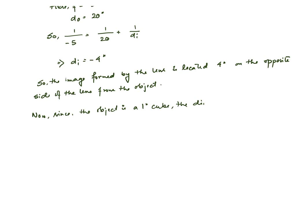 A 1 -in cube is 20 in away from the first principal point of a negative ...