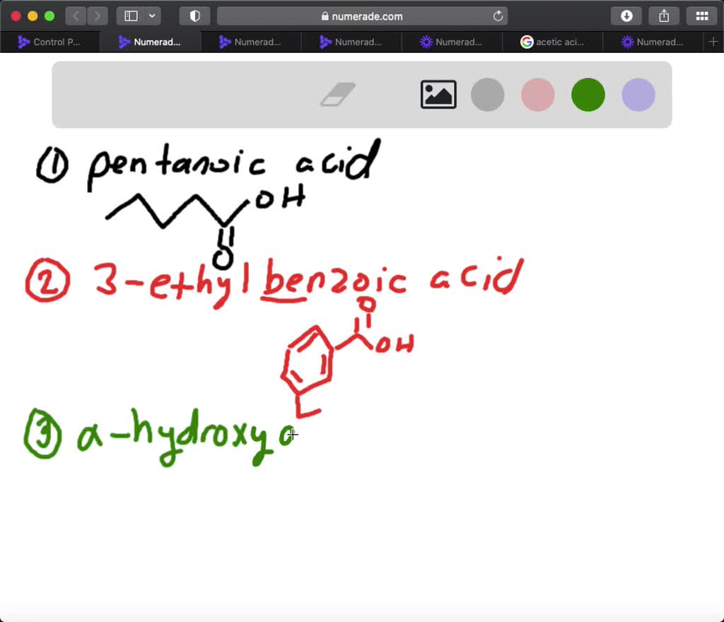 SOLVED: Cual es la fórmula estructural de ácido propanoico y ácido pentanoico