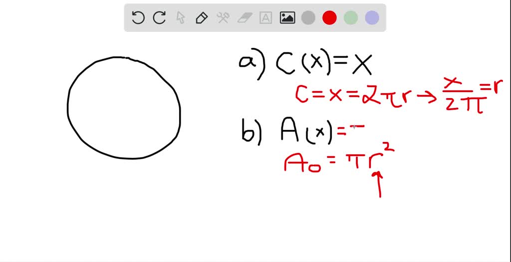 SOLVED:A wire of length x is bent into the shape of a circle. (a) Express the circumference C of ...