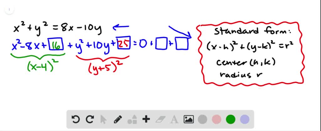 SOLVED:Rewrite each equation in the standard form for the equation of a ...
