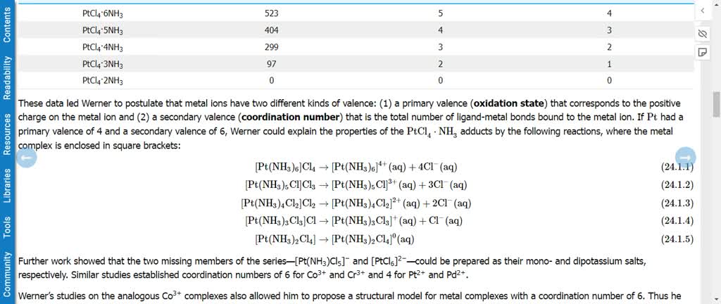 SOLVED:Some of the first complexes discovered by Werner in the 1890 s ...