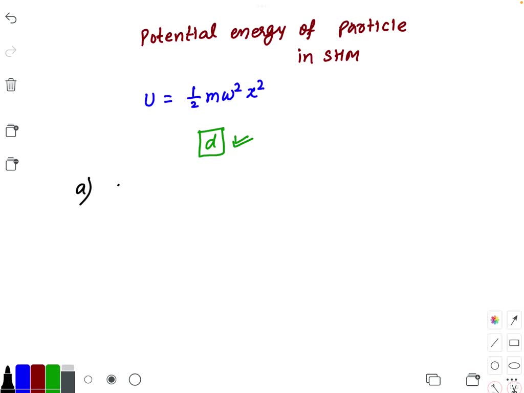 SOLVED:The potential energy of a particle in SHM is : (a) maximum at the centre of path (b ...