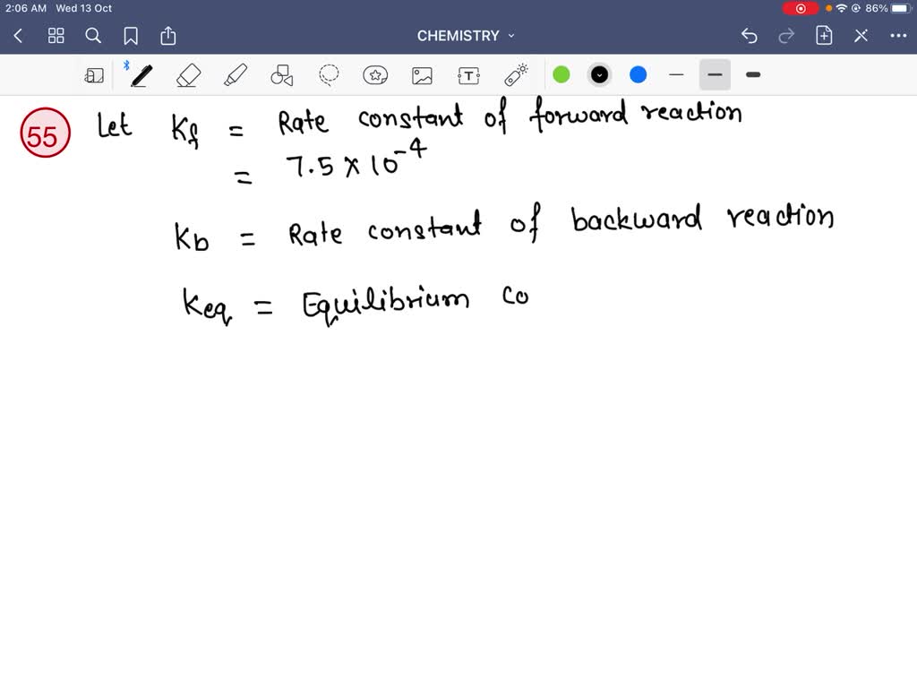 SOLVED:In a chemical equilibrium rate constant of forward reaction is 7 ...