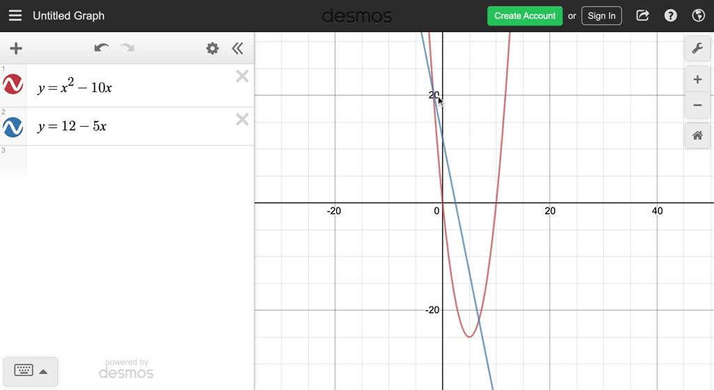 SOLVED:The graphs of each pair of equations intersect in exactly two points. Find a viewing ...