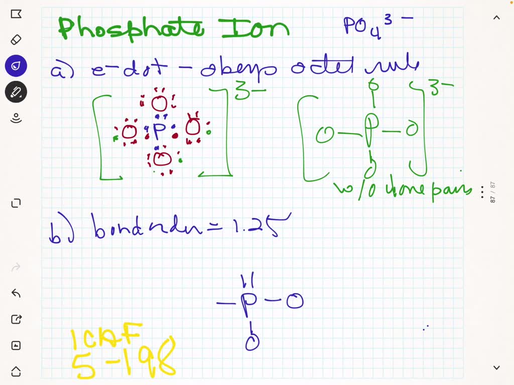 SOLVED:Consider the PO4^3^- phosphate anion. (a) Draw a dot diagram ...