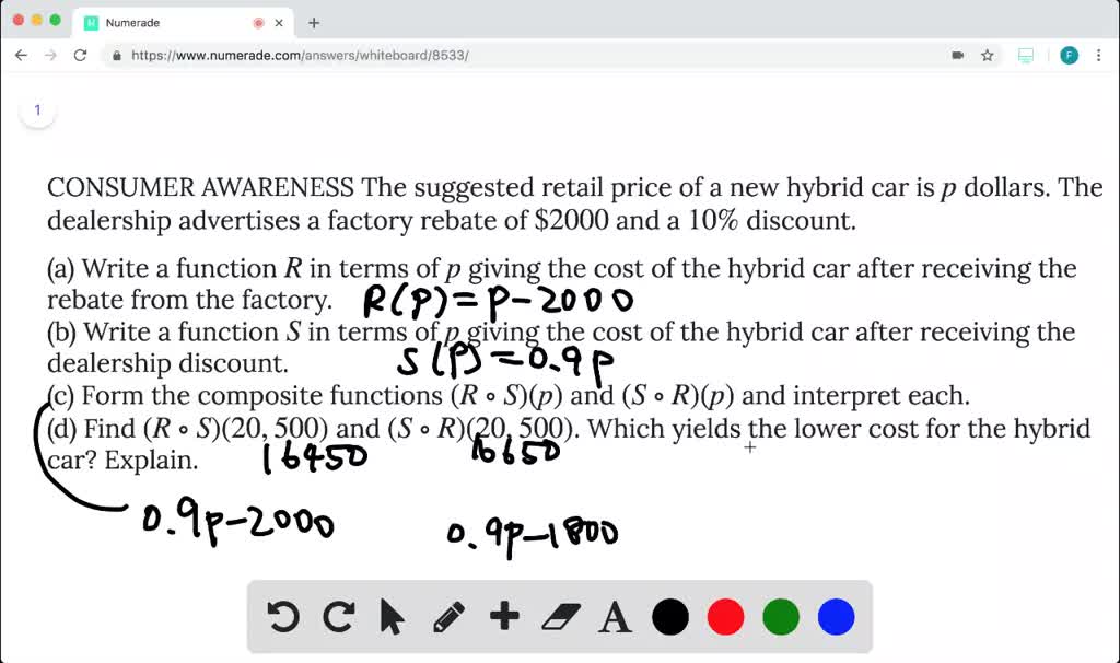 CONSUMER AWARENESS The suggested retail price of a new hybrid car is p ...