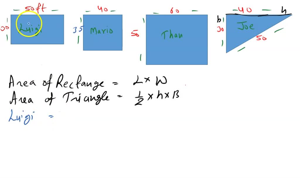 SOLVED:Determine the areas of the four yards.
