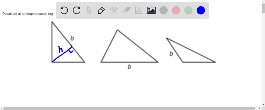 For each triangle, a base is labeled b. Draw a line segment that shows ...