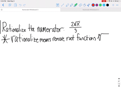 SOLVED:Rationalize the numerator. (2 √(x))/(3)