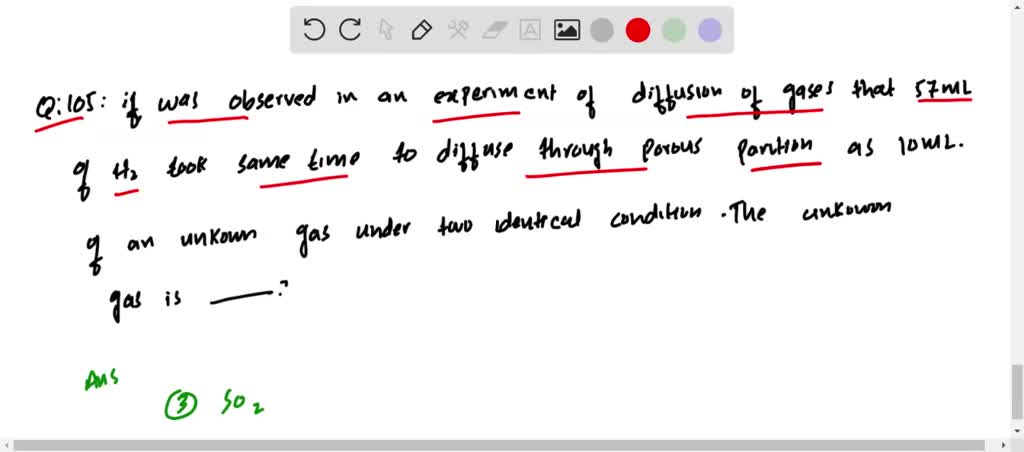 It was observed in an experiment of diffusion of gases that 57 mL of ...