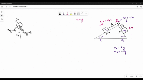 SOLVED: Two blocks are connected by a light string passing over a pulley of radius 0.15 m and ...