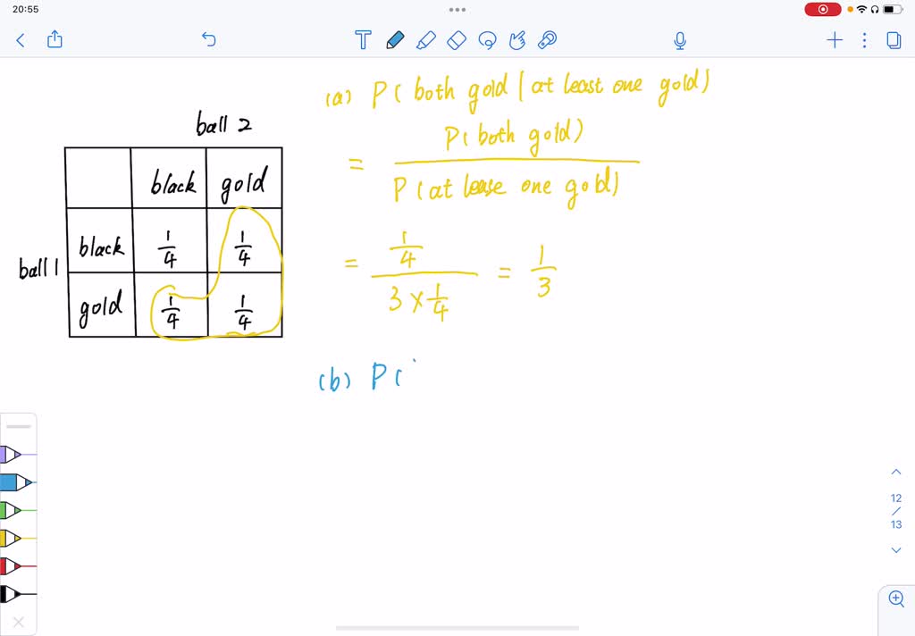 SOLVED:Each of 2 balls is painted either black or gold and then placed ...