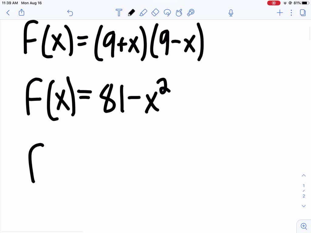 SOLVED Find F x Simplify F x 9 x 9 x 