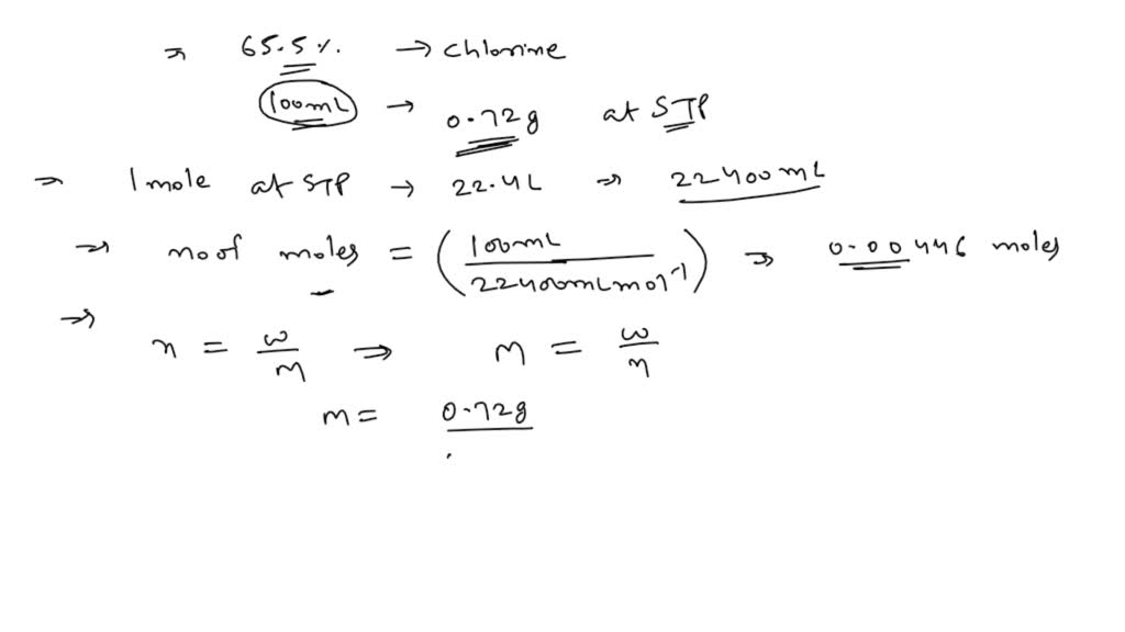 A chloride of a metal (M) has 65.5 % of chlorine. 100 ml of vapour of ...