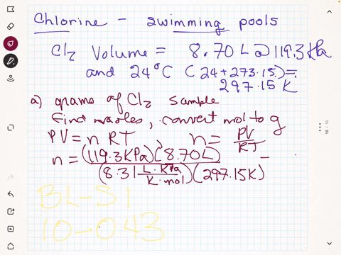 SOLVED:Chlorine is widely used to purify municipal water supplies and ...