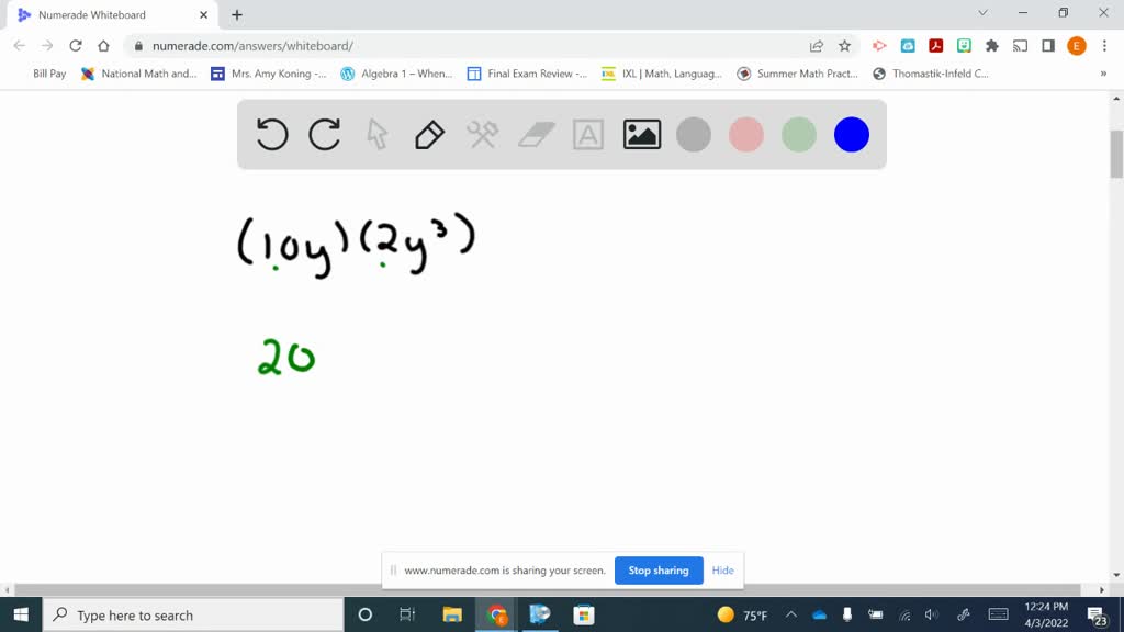 SOLVED:Use the commutative and associative properties of multiplication and exponential notation ...