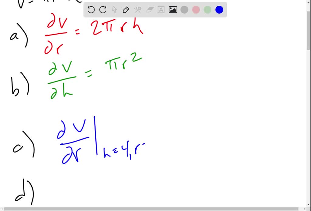SOLVED The Volume V Of A Right Circular Cylinder Is Given By The