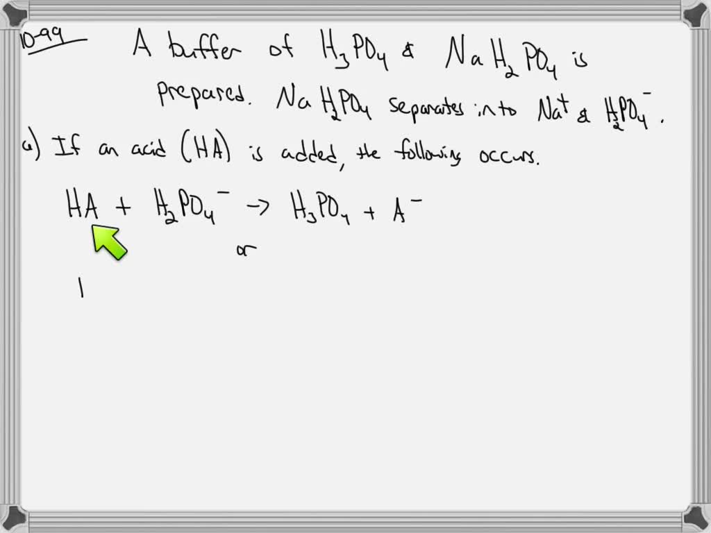 SOLVED:A buffer solution is made by dissolving H3 PO4 and NaH2 PO4 in water. (10.8) a. Write an ...