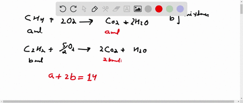 SOLVED:A mixture of marsh gas (CH4) and acetylene requires 22 mL of ...